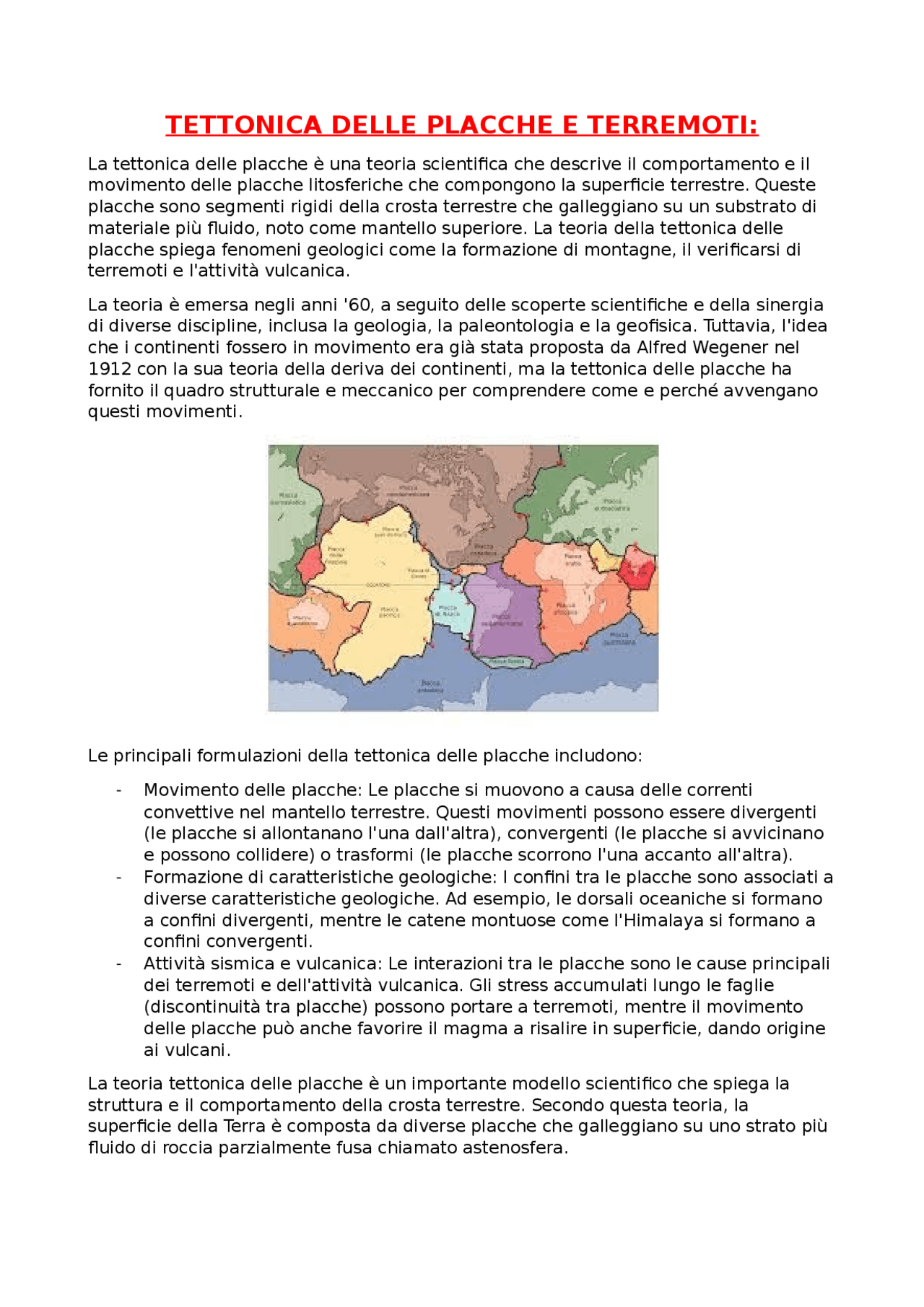 tettonica delle placche e terremoti | Appunti di Scienze della Terra | Docsity