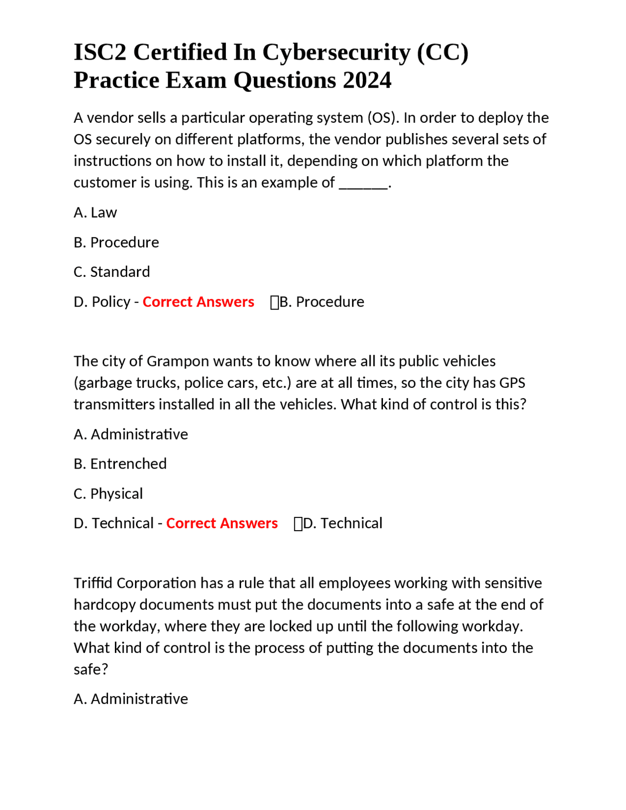 ISC2 Certified In Cybersecurity (CC) Practice Exam Questions 2024 ...