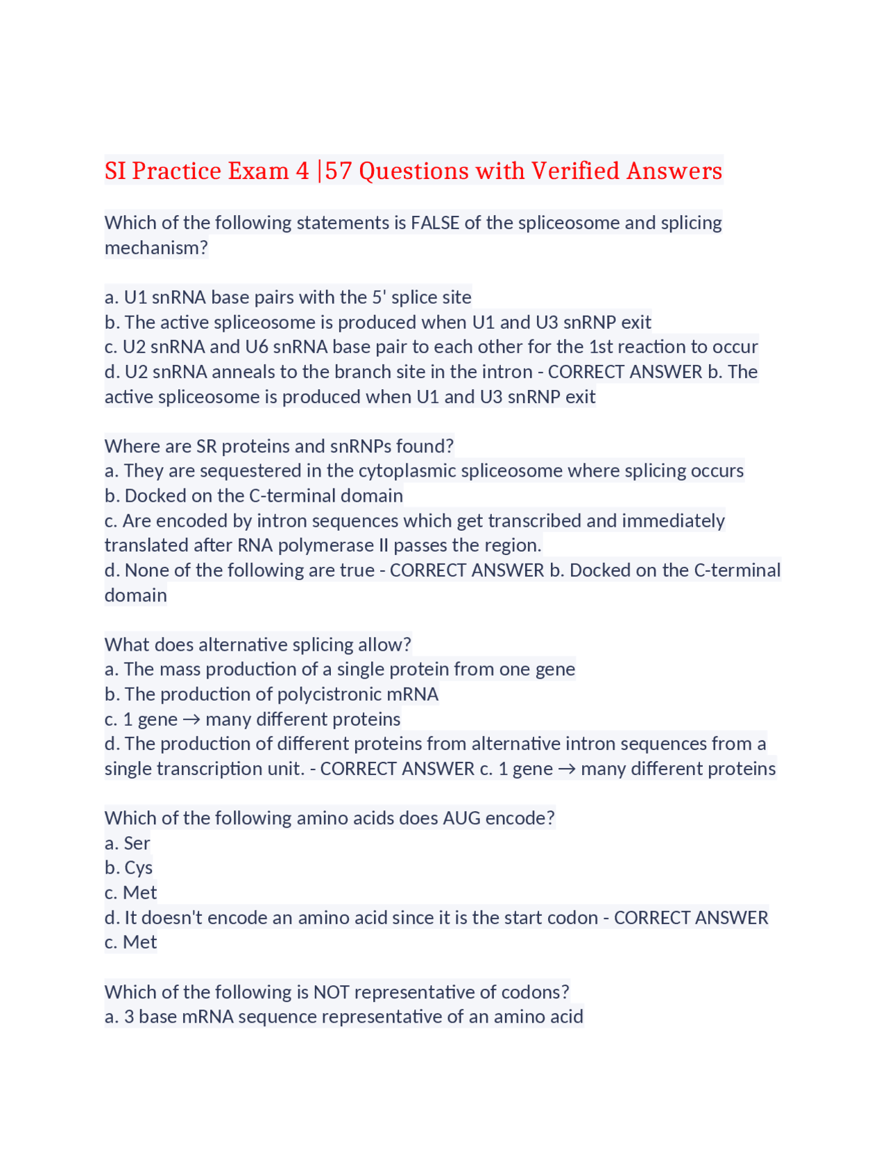SI Practice Exam 4 |57 Questions with Verified Answers,100% CORRECT ...