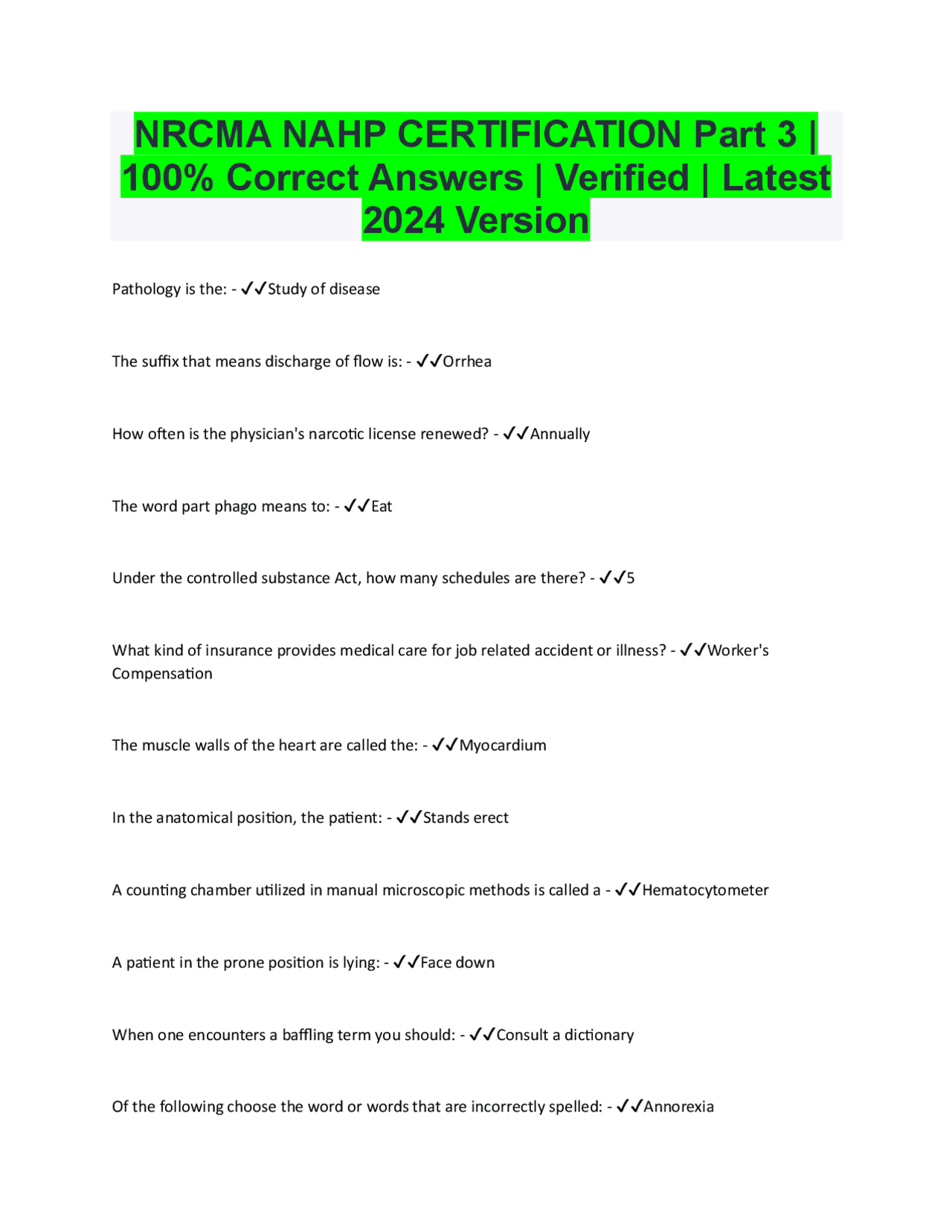 NRCMA NAHP Certification Part 3: Comprehensive Medical Terminology and ...