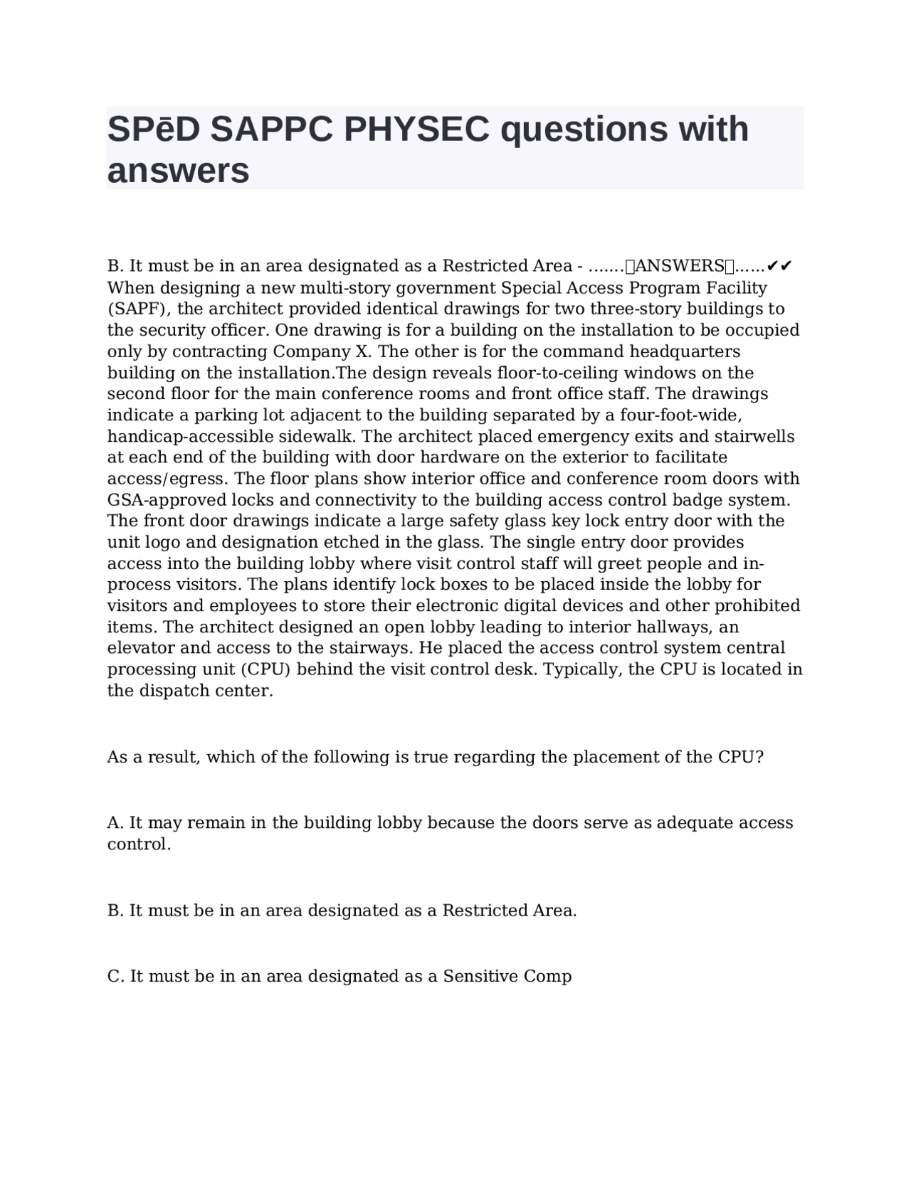 SPēD SAPPC PHYSEC questions with answers | Exams Securities Regulation ...