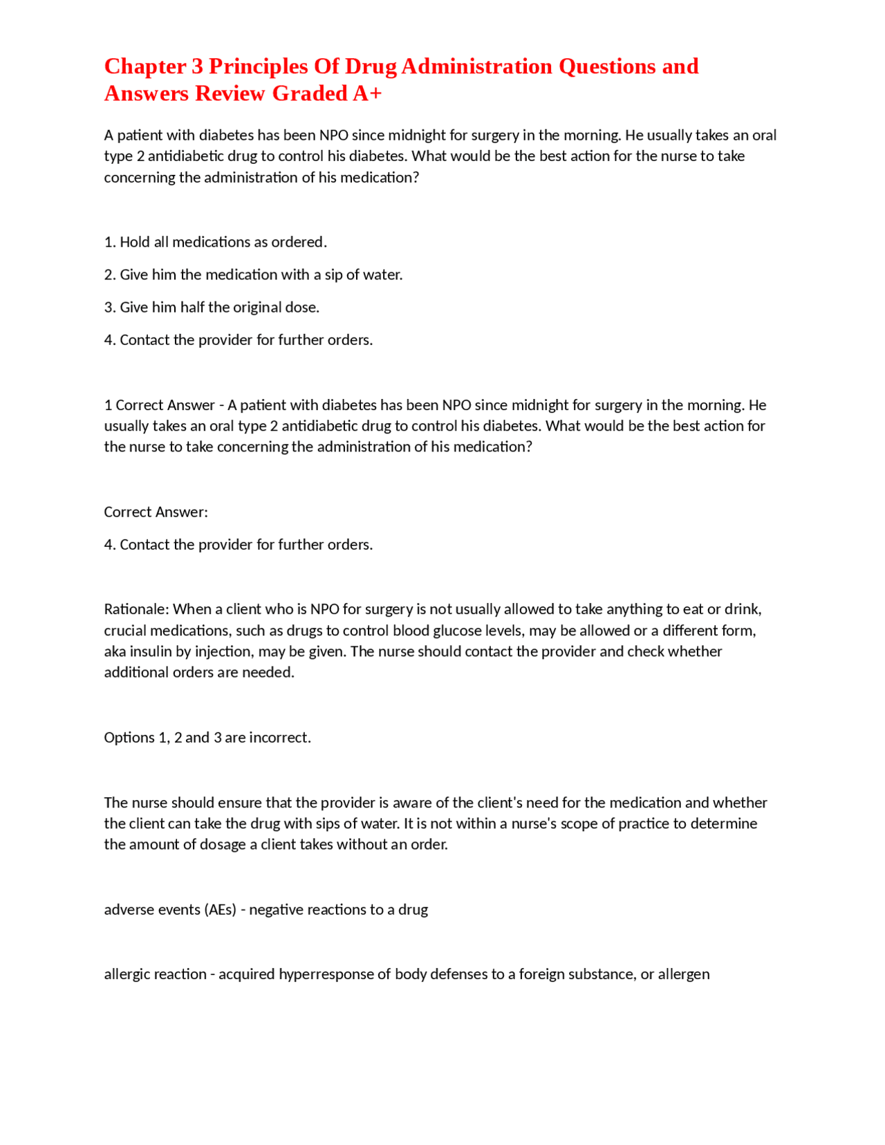 Chapter 3 Principles Of Drug Administration Questions and Answers ...