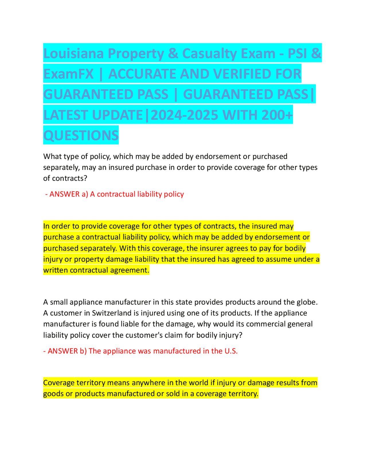 Commercial Insurance Policy Conditions and Coverages | Exams Insurance ...