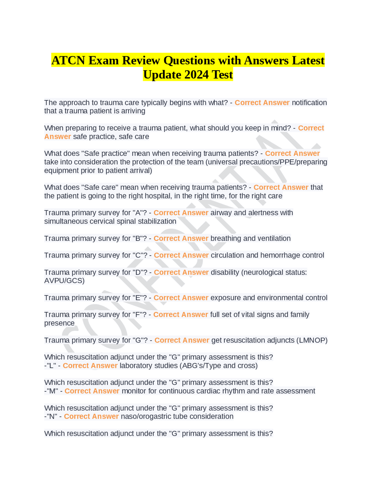 ATCN Exam Review Questions with Answers Latest Update 2024 Test | Exams ...