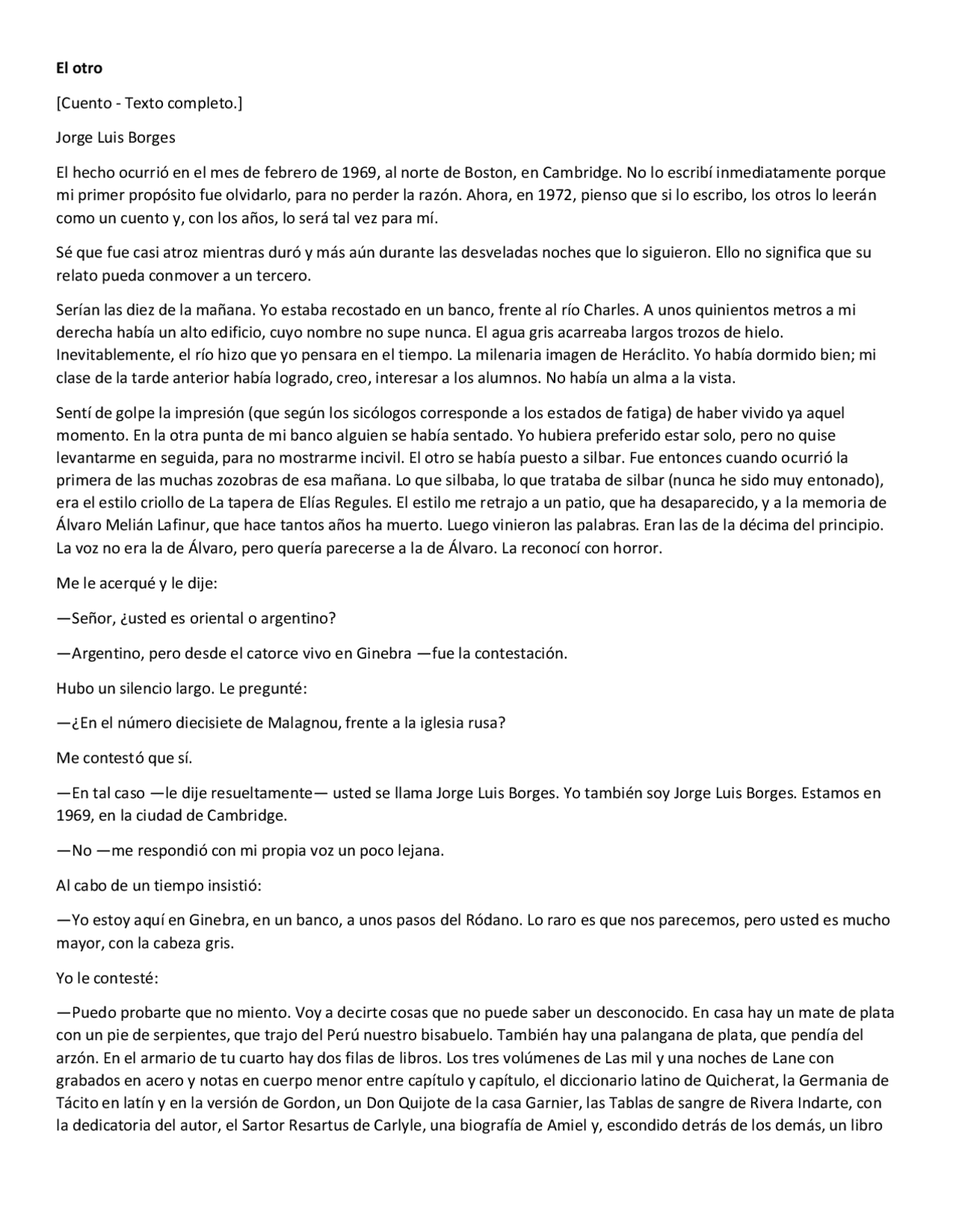 El otro cuento - Jorge Luis Borges | Transcripciones de Lengua y ...