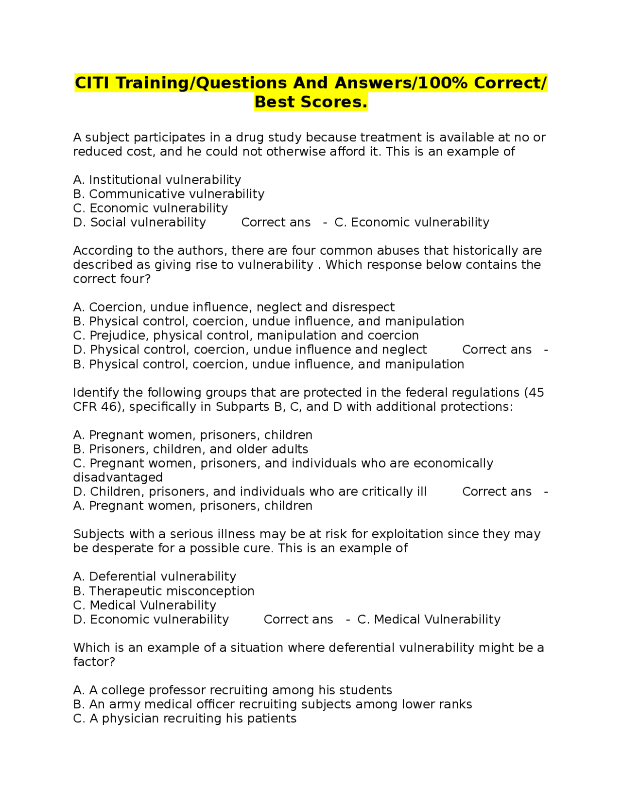 Civic Literacy Test FAU Florida Final exam with elaborated answers ...