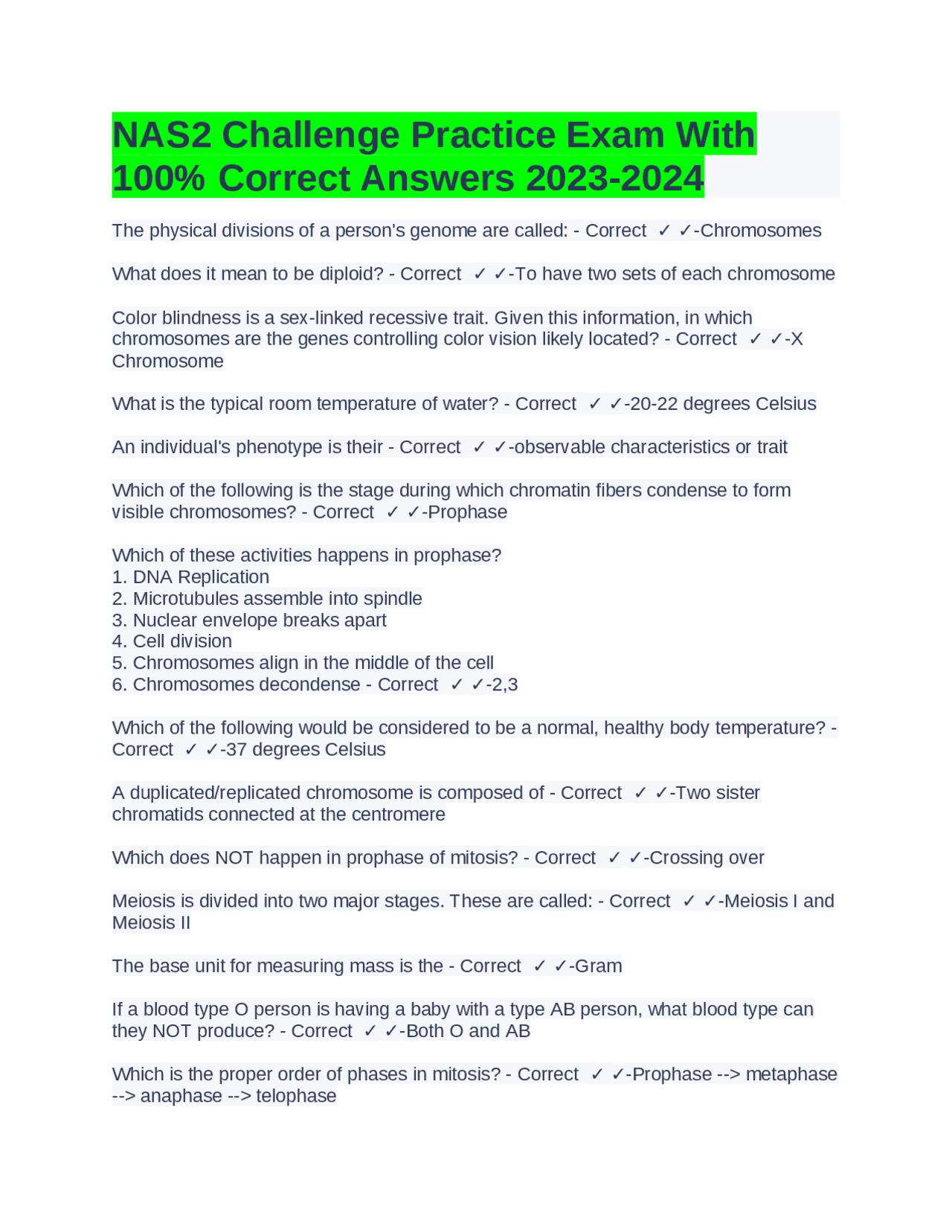 NAS2 Challenge Practice Exam With 100% Correct Answers 2023-2024 ...