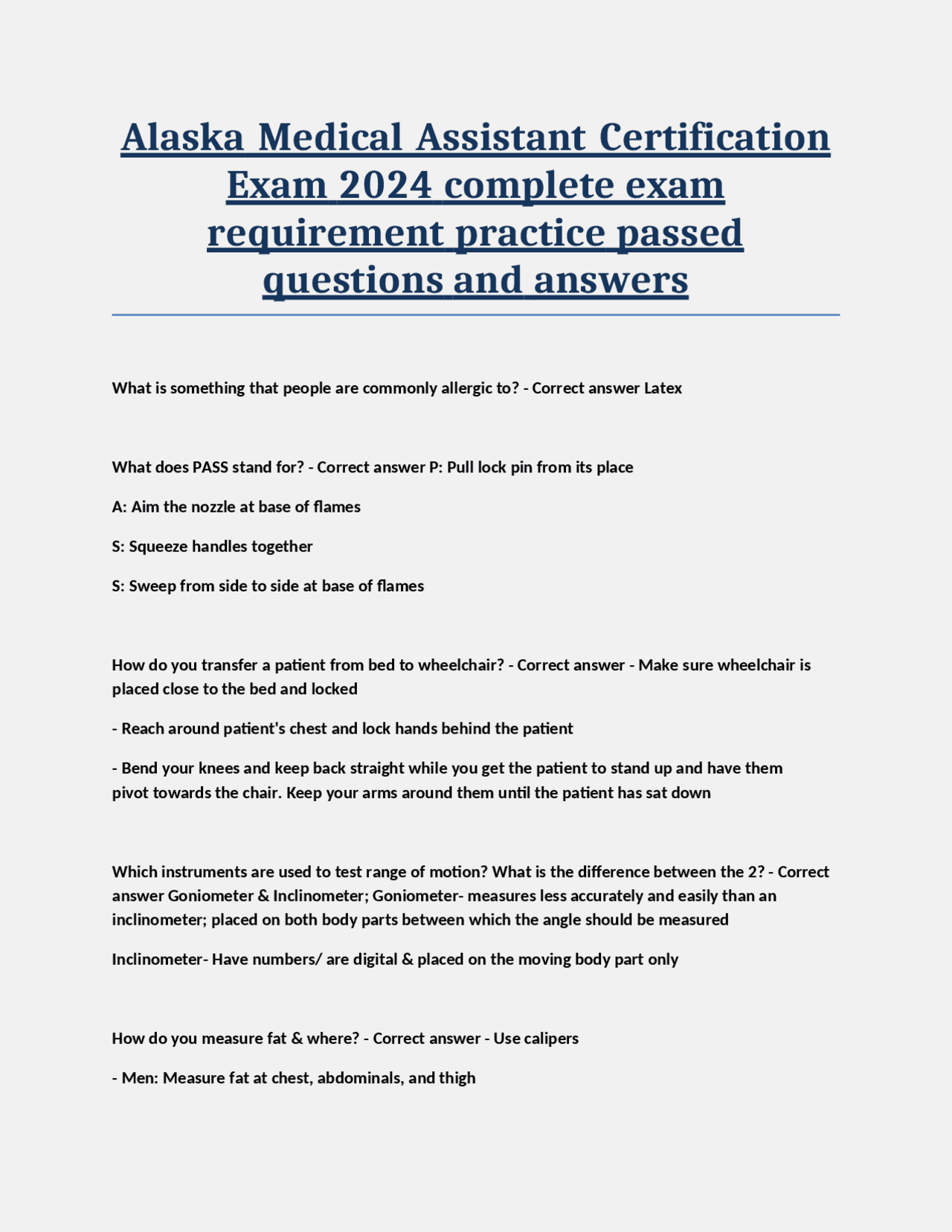 Alaska Medical Assistant Certification Exam 2024 complete exam ...