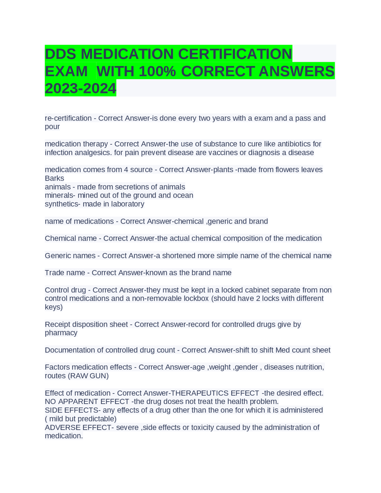 Medication Administration and Terminology | Exams Advanced Education ...