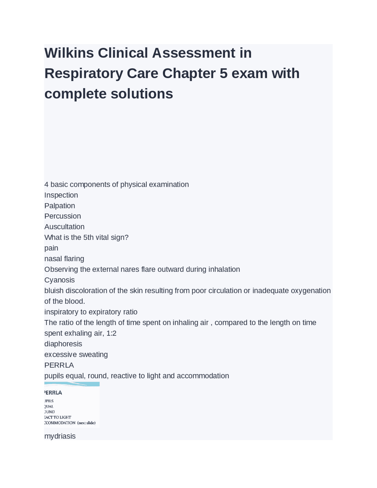 Wilkins Clinical Assessment in Respiratory Care Chapter 5 Exam | Exams ...