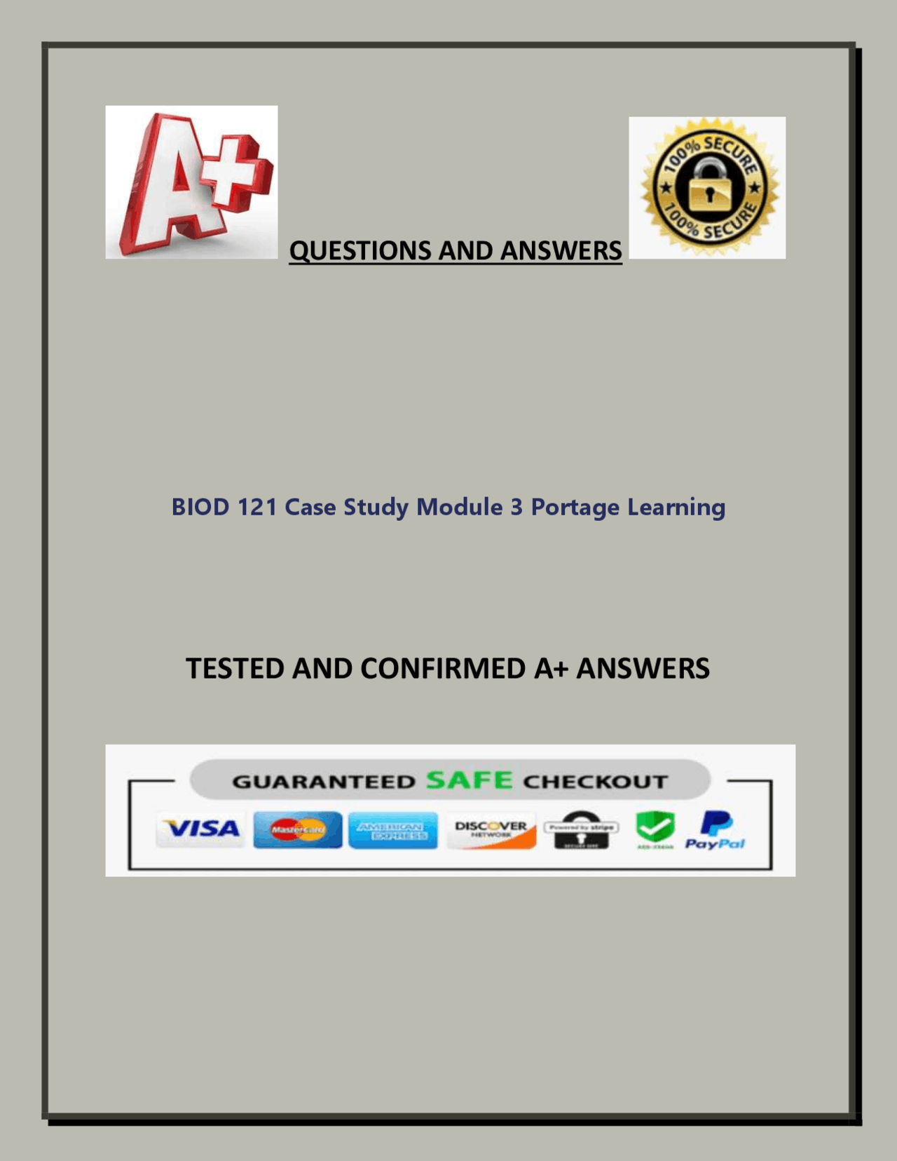 BIOD 121 Case Study Module 3 Portage Learning | Exams Nursing | Docsity