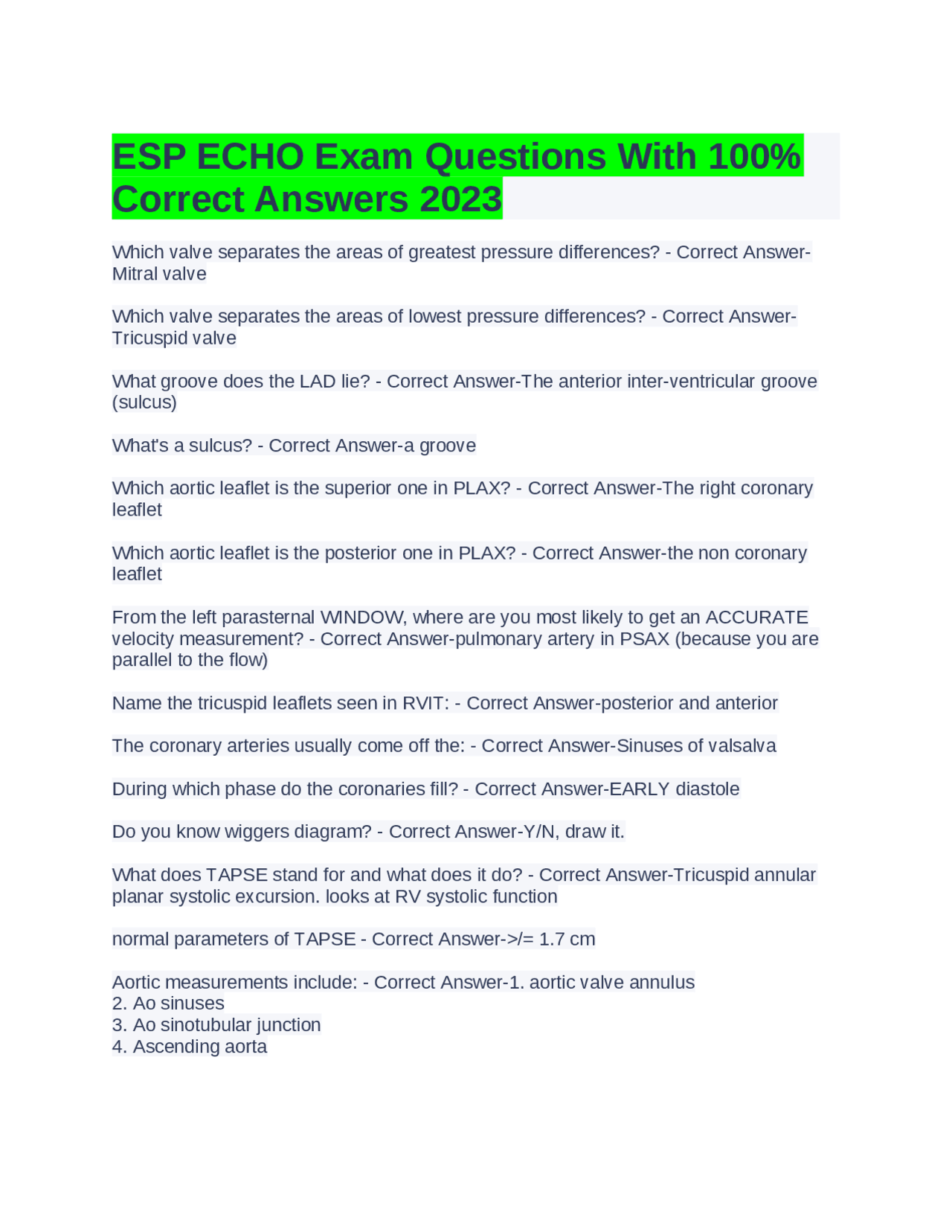 ESP ECHO Exam Questions With 100% Correct Answers 2023 | Exams Advanced ...