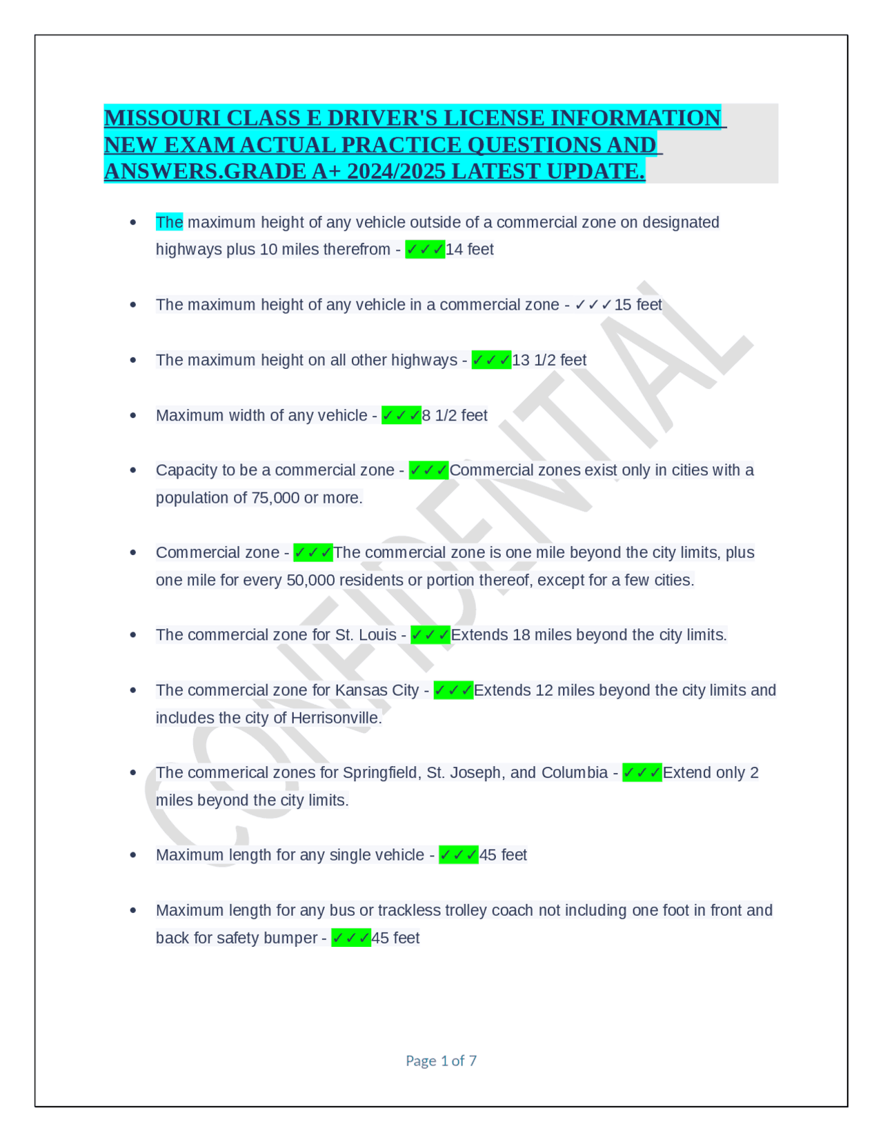 MISSOURI CLASS E DRIVER'S LICENSE INFORMATION NEW EXAM ACTUAL PRACTICE ...