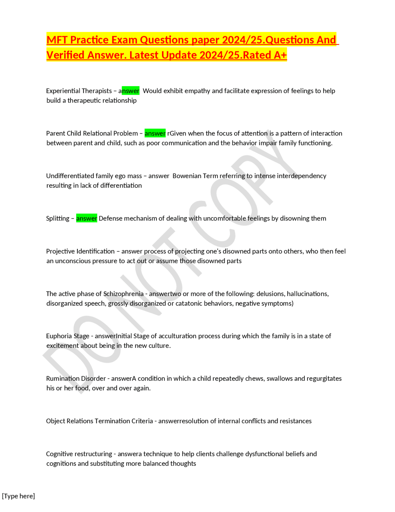 MFT Practice Exam Questions paper 2024/25.Questions And Verified Answer ...