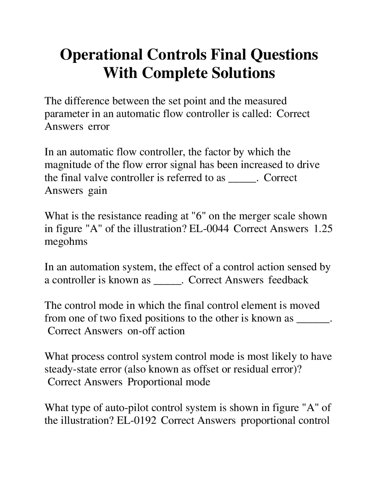 Operational Controls Final Questions With Complete Solutions | Exams ...