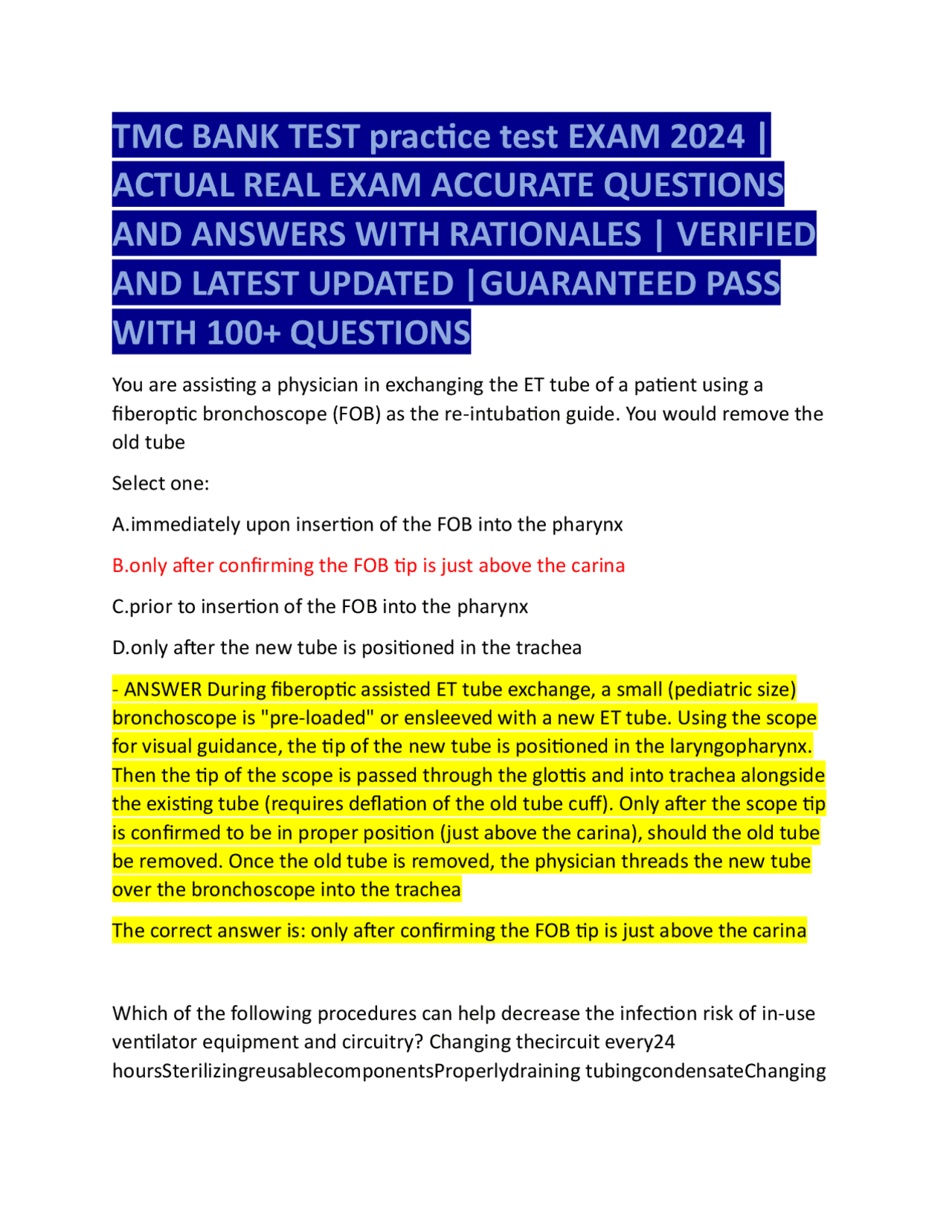 TMC TEST practice test EXAM 2024 | ACTUAL REAL EXAM ACCURATE QUESTIONS ...