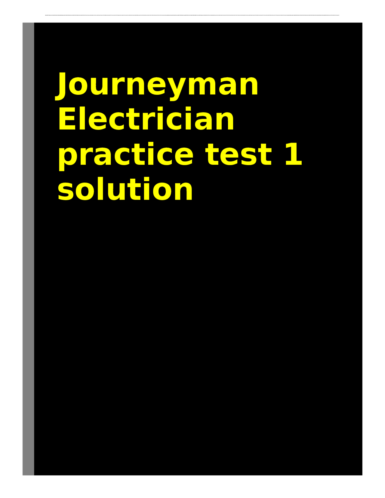 Journeyman Electrician Practice Test 1 Solutions | Exams Nursing | Docsity