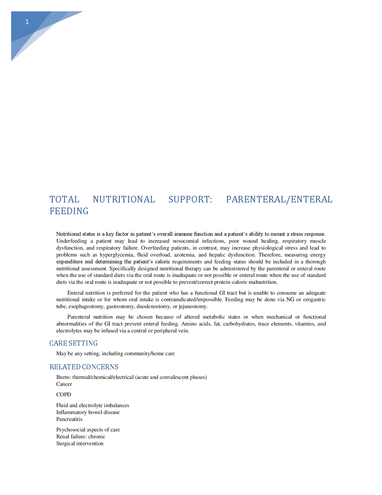 Exam NURSING 3535 TOTAL NUTRITIONAL SUPPORT PARENTERAL_ENTERAL FEEDING ...