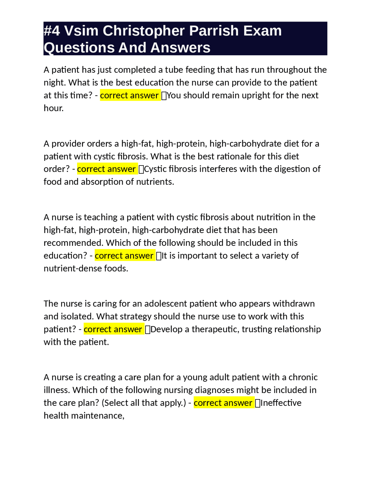 Cystic Fibrosis Nursing Diagnosis