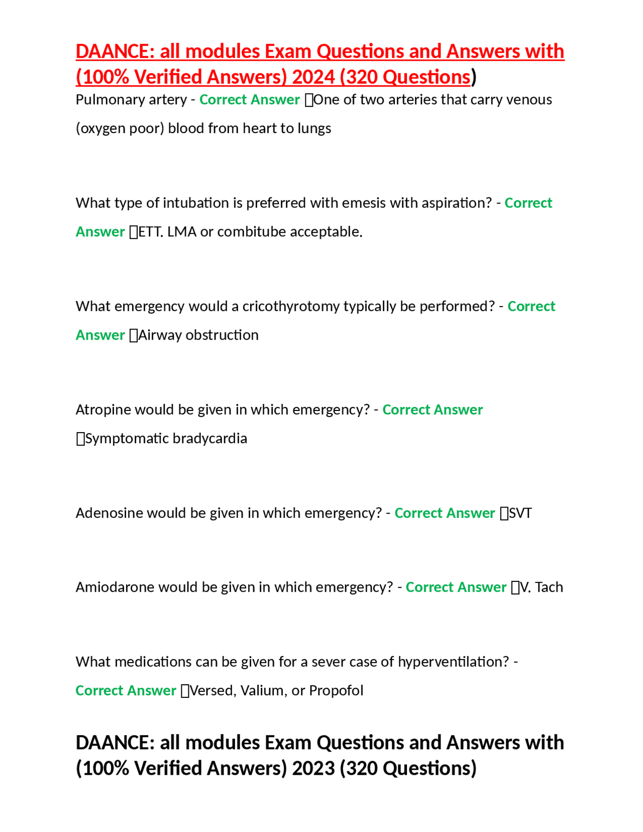 DAANCE: all modules Exam Questions and Answers with (100% Verified ...