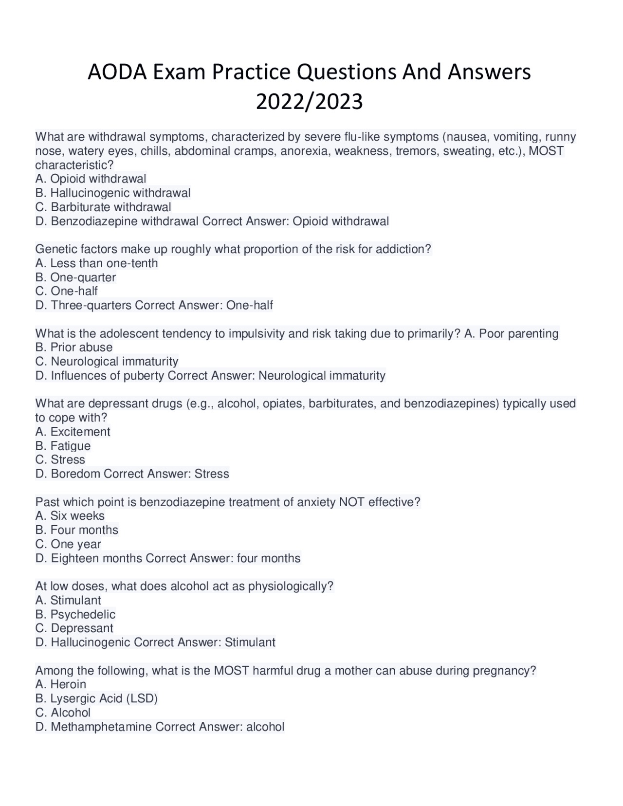 AODA Exam Practice Questions And Answers 100% Solved | Exams Advanced ...