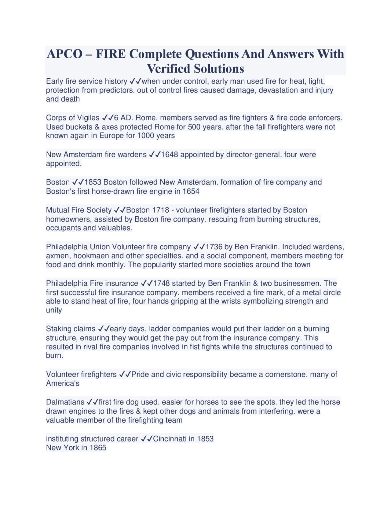 APCO – FIRE Complete Questions And Answers With Verified Solutions ...