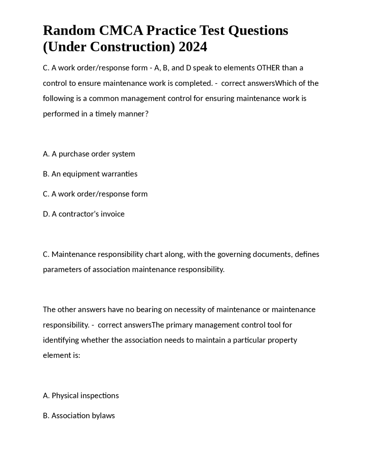 Random CMCA Practice Test Questions (Under Construction) 2024 | Exams ...