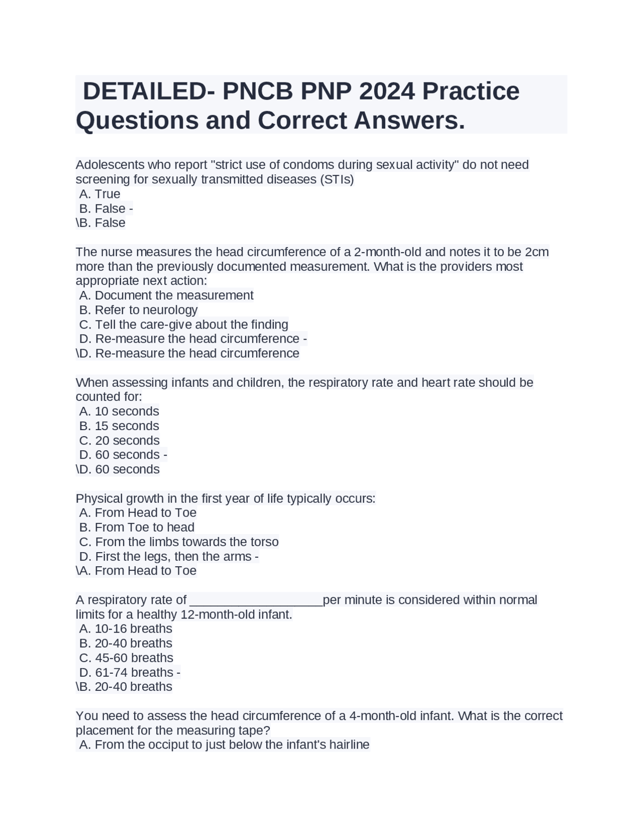 DETAILED- PNCB PNP 2024 Practice Questions and Correct Answers. | Exams ...