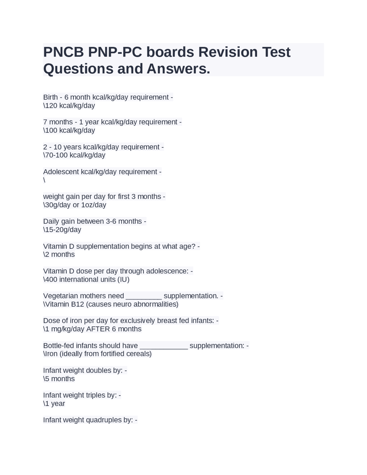 PNCB PNP-PC boards Revision Test Questions and Answers. | Exams Nursing ...