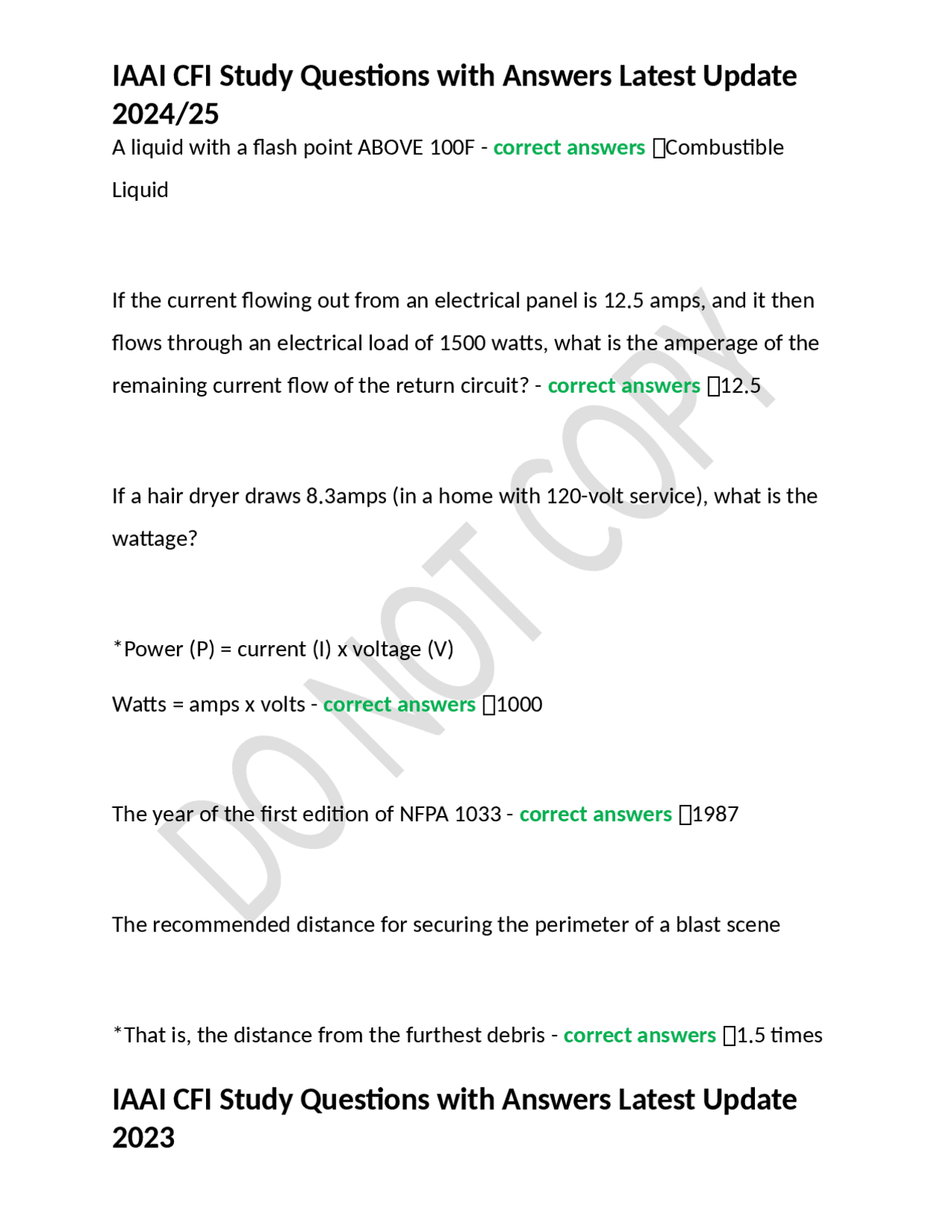 IAAI CFI Study Questions with Answers Latest Update 2024/25 | Exams ...