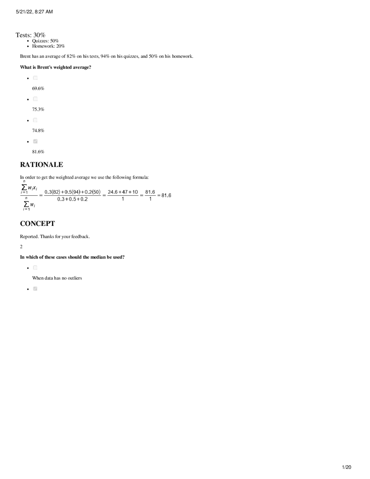 Introduction to Statistics Unit 2 Milestone 2. | Exams Statistics | Docsity
