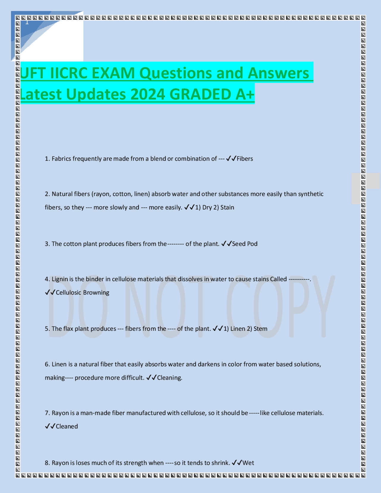 Fabric Fiber Identification and Cleaning Techniques | Exams Nursing ...