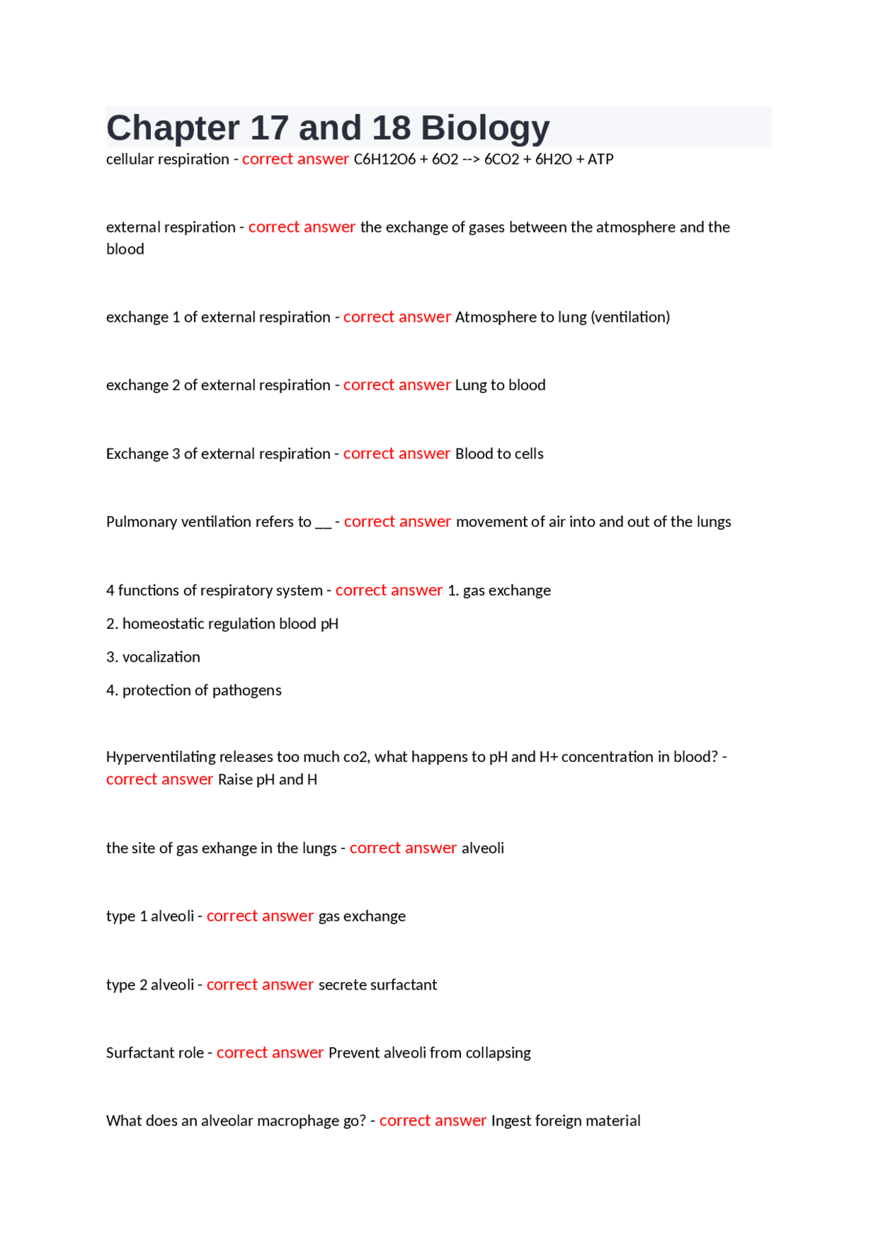 Chapter 17 and 18 Biology | Exams Biology | Docsity