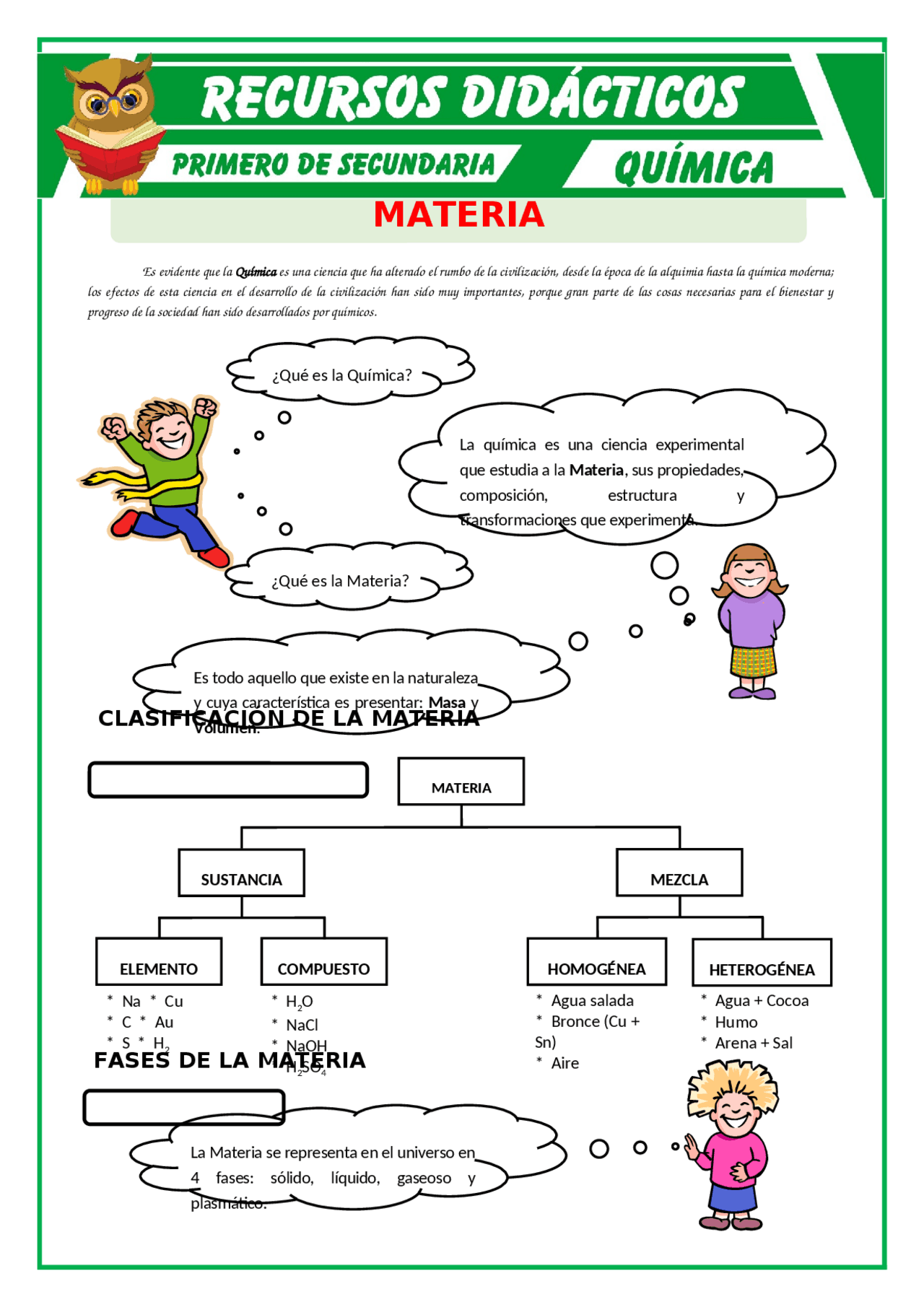 Clasificación y propiedades de la materia | Diapositivas de Química ...