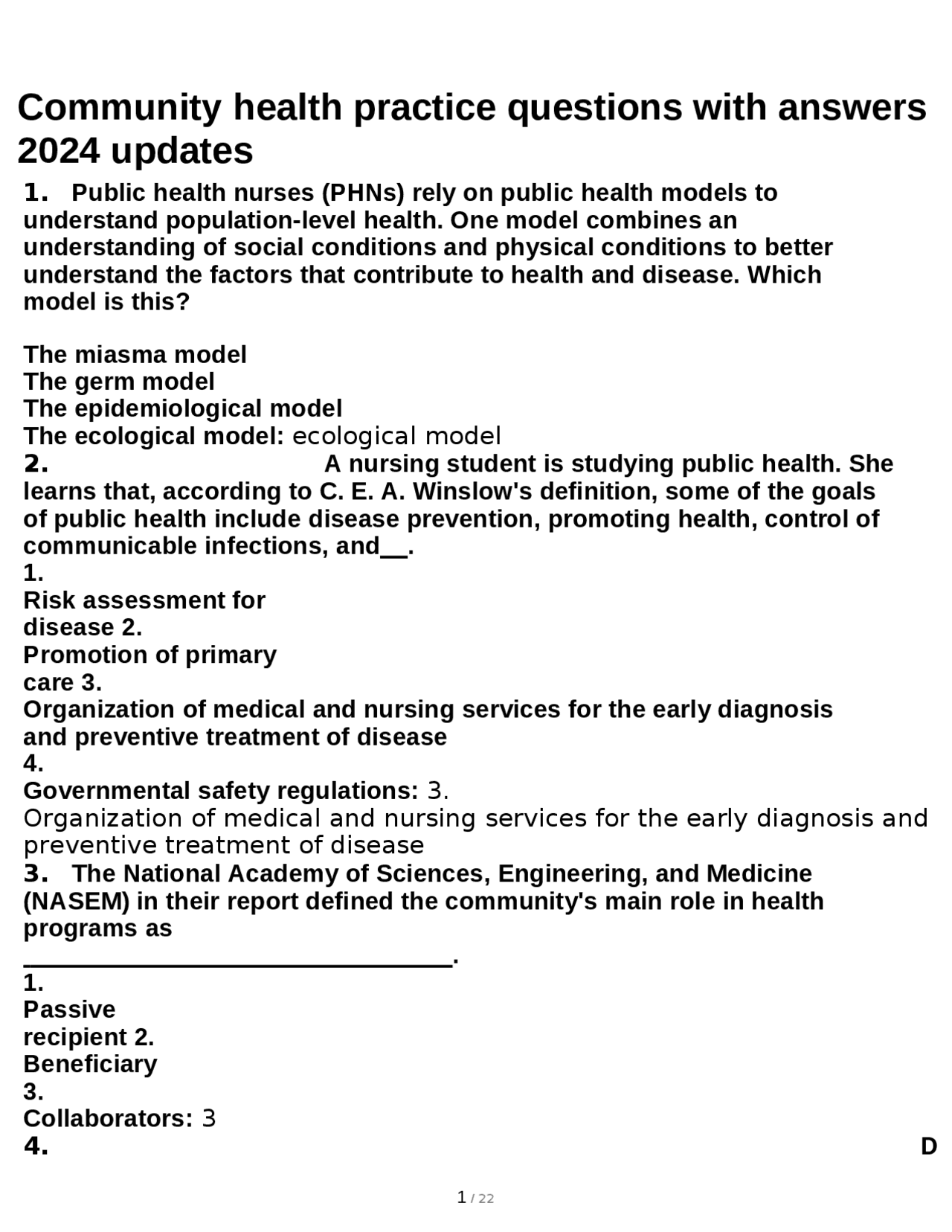 Community health practice questions with answers 2024 updates | Exams ...