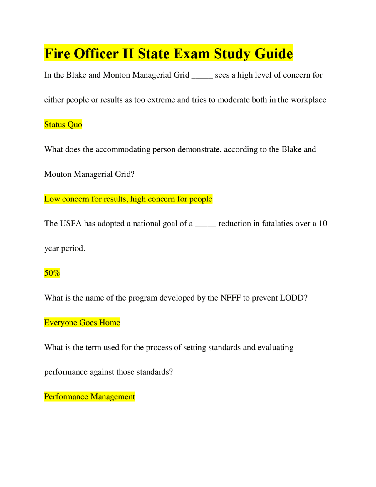 Fire Officer II State Exam Study Guide | Exams Urban Services Design ...