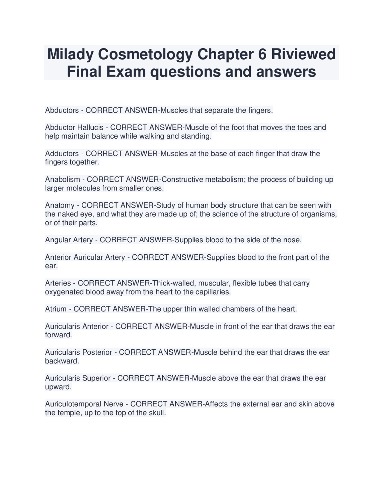 Milady Cosmetology Chapter 6 Riviewed Final Exam questions and answers ...