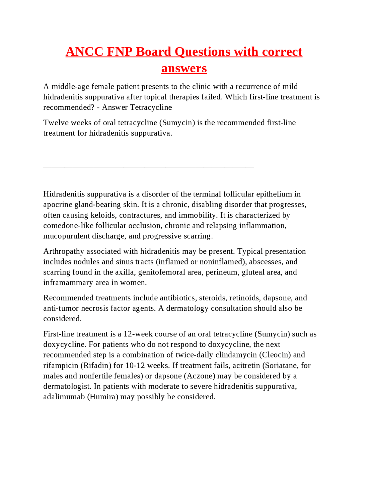 ANCC FNP Board Questions with correct answers | Exams Nursing | Docsity