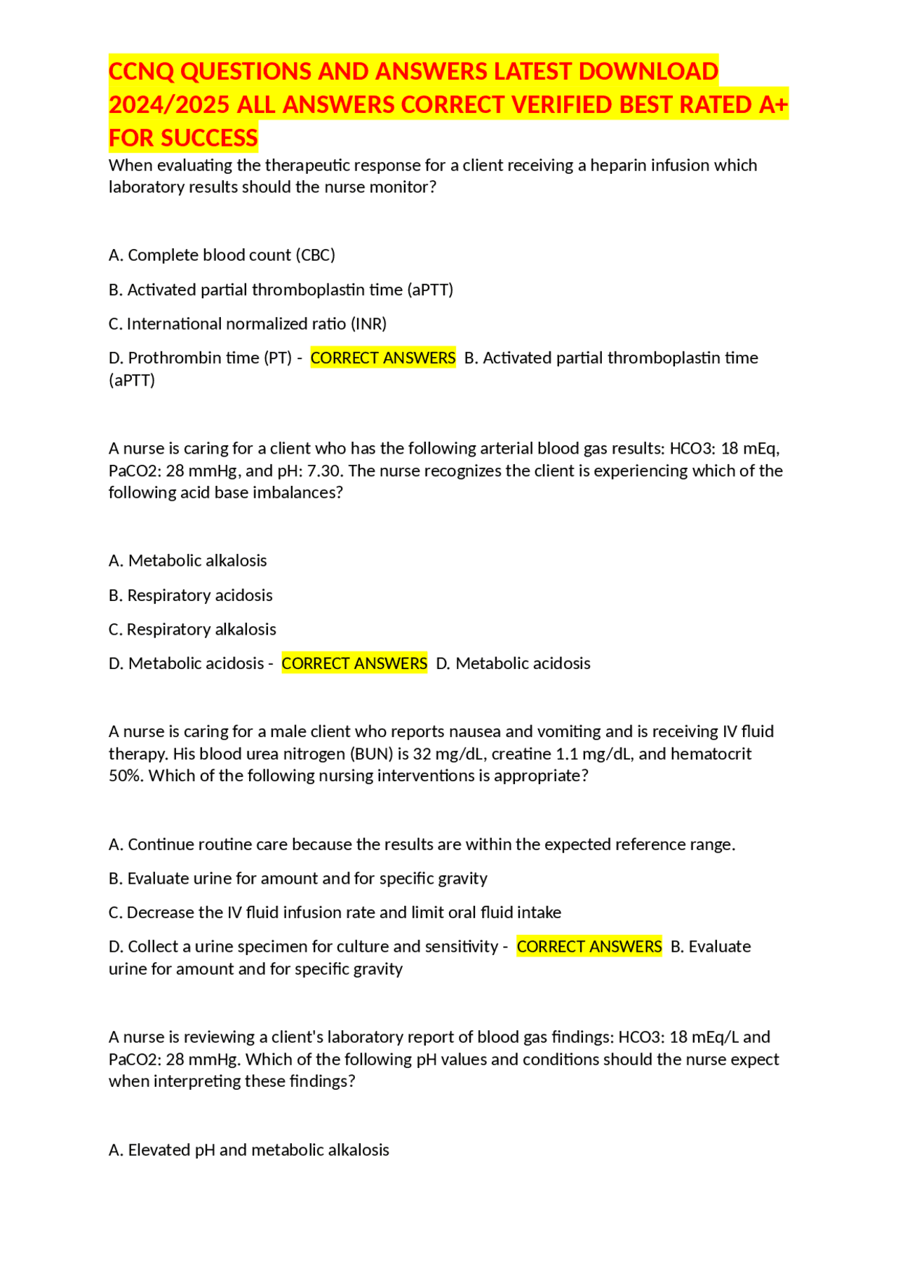 CCNQ QUESTIONS AND ANSWERS LATEST DOWNLOAD 2024/2025 ALL ANSWERS ...