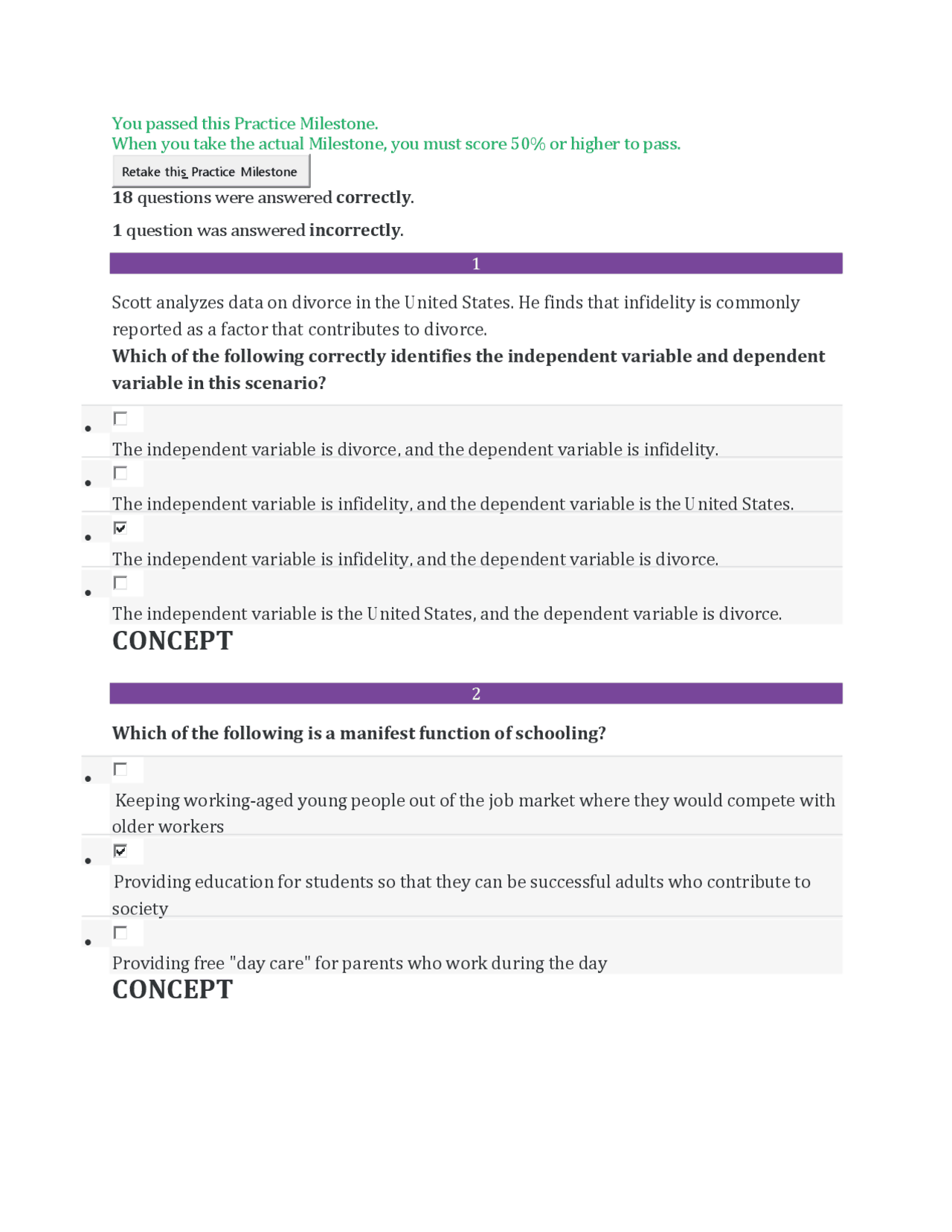 Sociology - Unit 1 Practice Milestone | Exams Sociology | Docsity