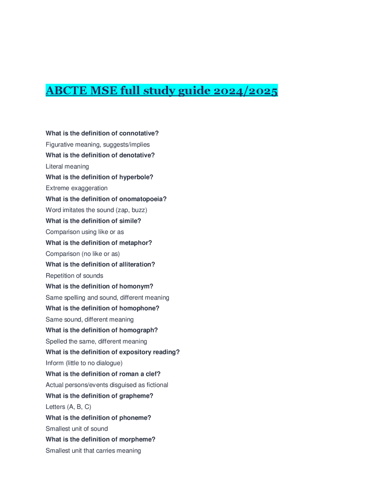 ABCTE MSE full study guide 2024/2025 | Exams History | Docsity