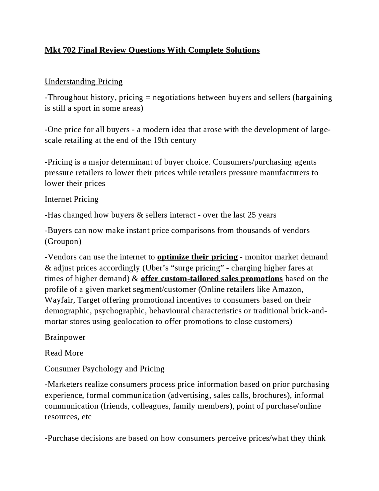 Mkt 702 Final Review Questions With Complete Solutions | Exams ...