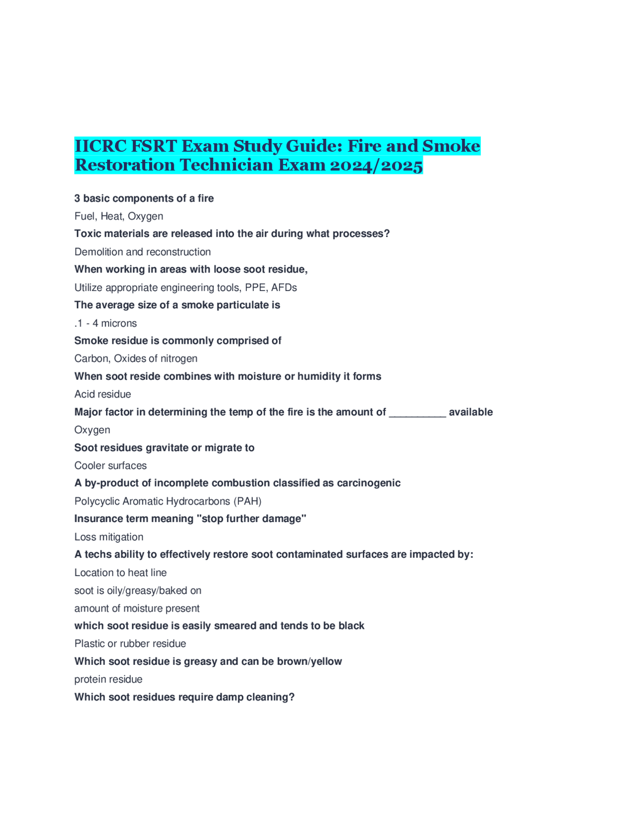 IICRC FSRT Exam Study Guide: Fire and Smoke Restoration Technician Exam ...
