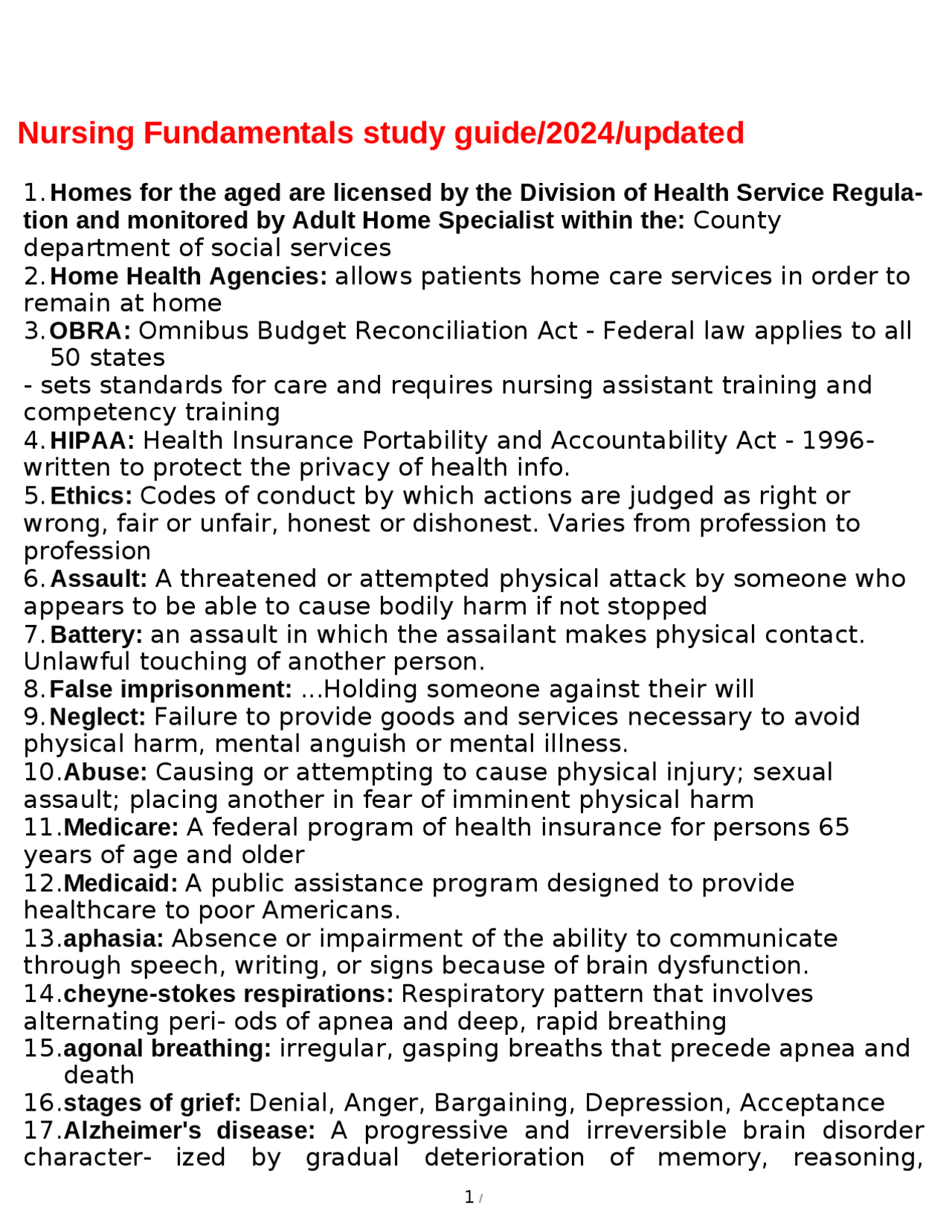 Nursing Fundamentals study guide/2024/updated | Study notes Nursing ...