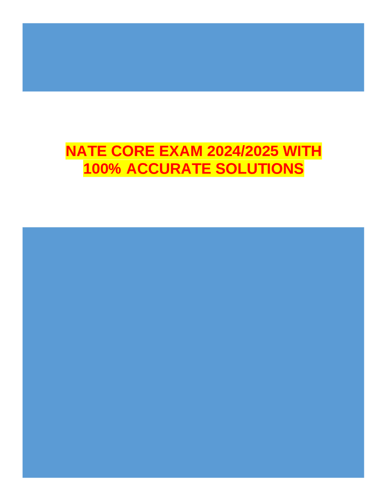 NATE CORE EXAM 2024/2025 WITH 100% ACCURATE SOLUTIONS | Exams Nursing ...