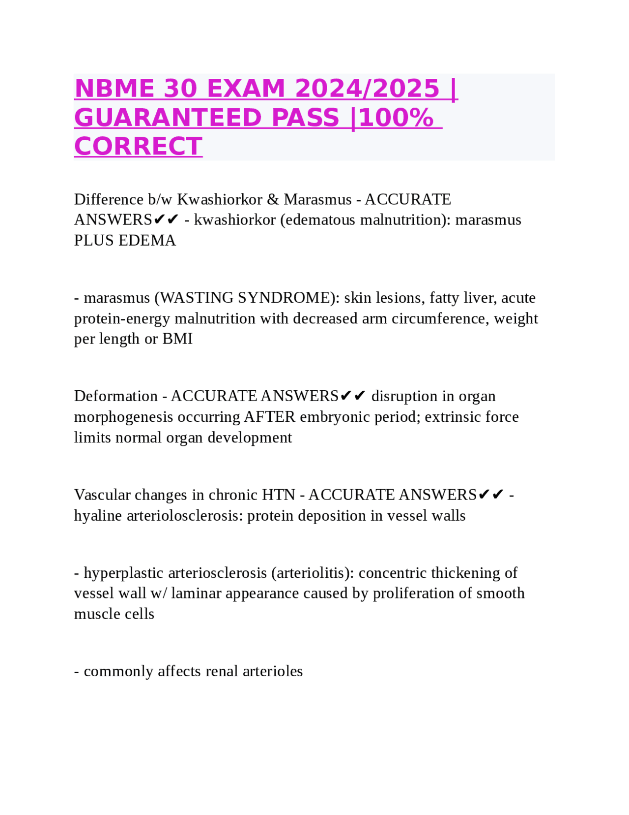 NBME 30 EXAM 2024/2025 |GUARANTEED PASS |100% CORRECT | Exams Nursing ...