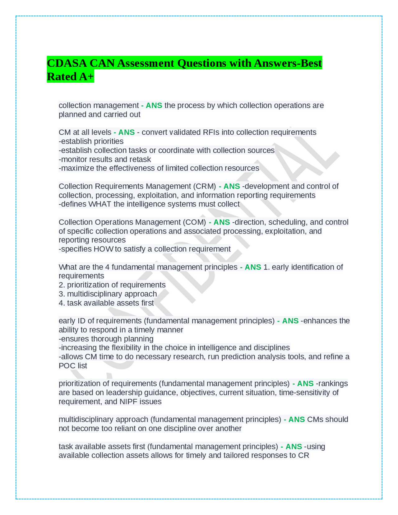 CDASA CAN Assessment Questions with Answers-Best Rated A+ | Exams ...