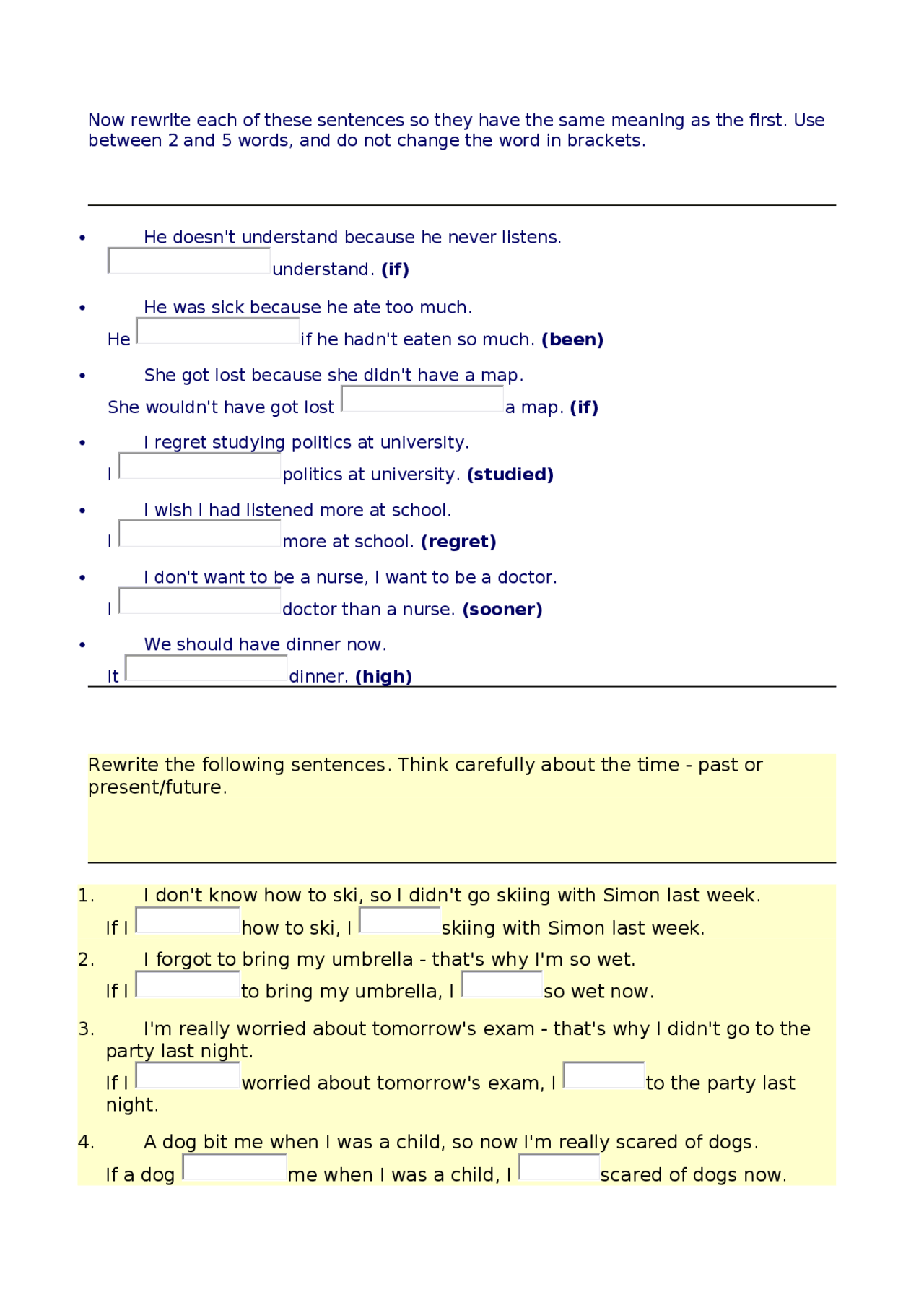 Conditional Sentences: Practice Exercises for English Language Learners ...