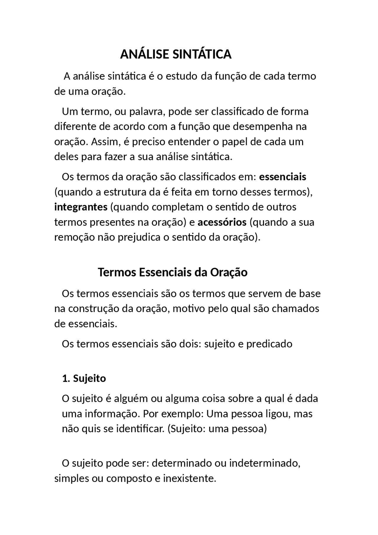 Análise Sintática... | Resumos Português (Gramática - Literatura) | Docsity
