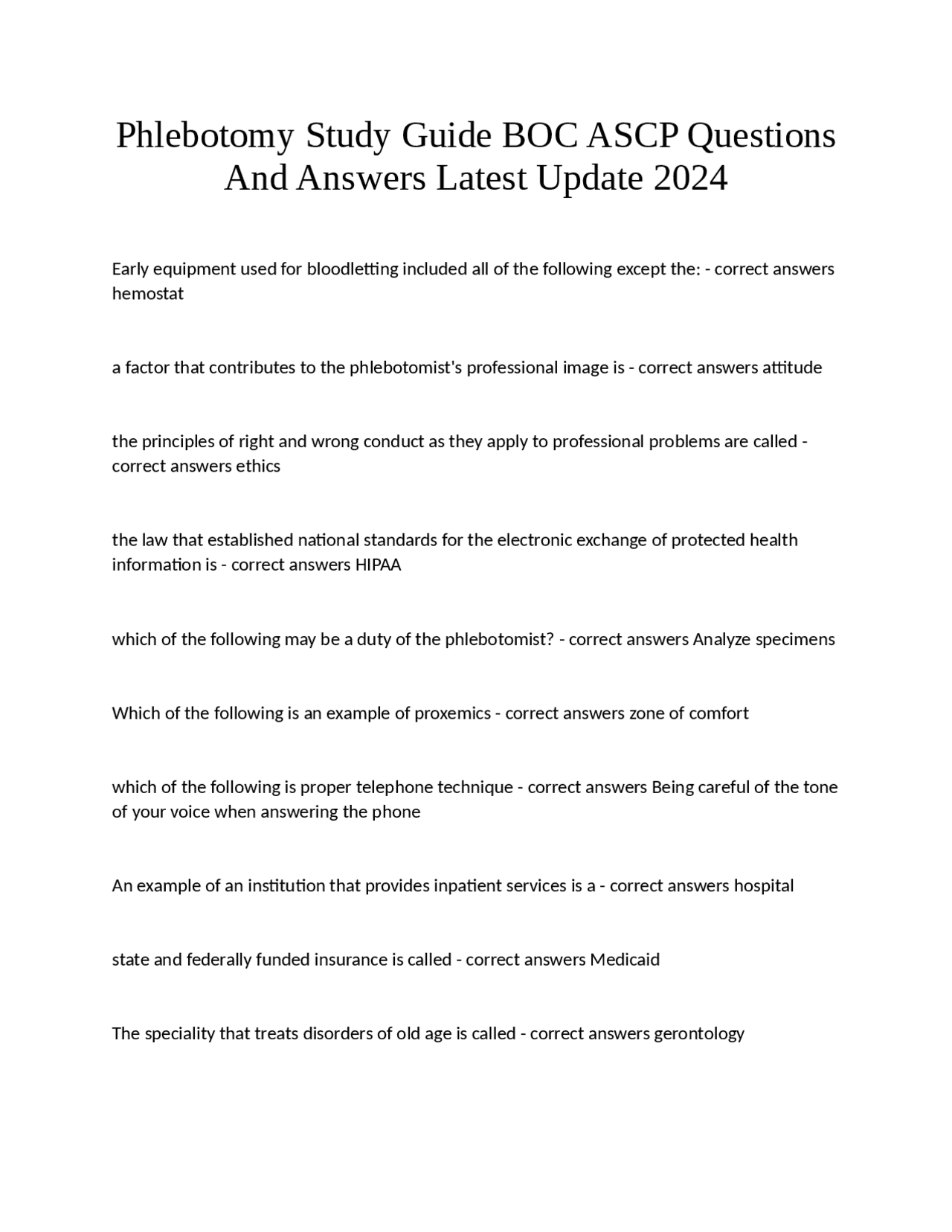 Phlebotomy Study Guide BOC ASCP Questions And Answers Latest Update ...